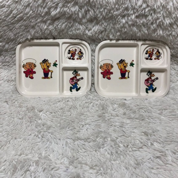 Fataco | Kitchen | Vintage Melamine Mickey Mouse Goofy Divided Plates ...
